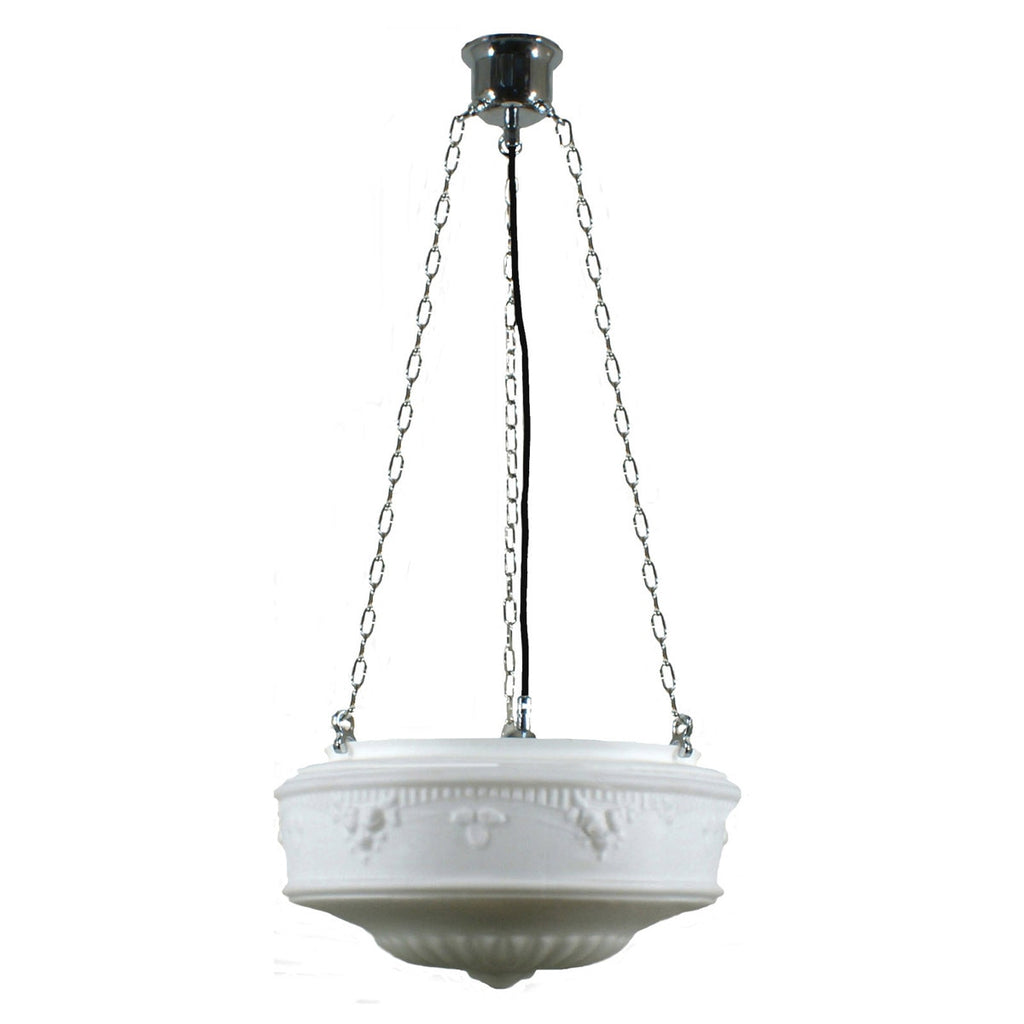 Lighting Inspirations Senator 14'' Opal Matte On 3 Chain Black Cloth S ...