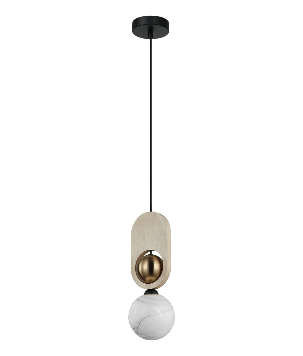 CLA Palta Interior Sandblasted Opal Diffuser with Brass & Wood Highlig ...
