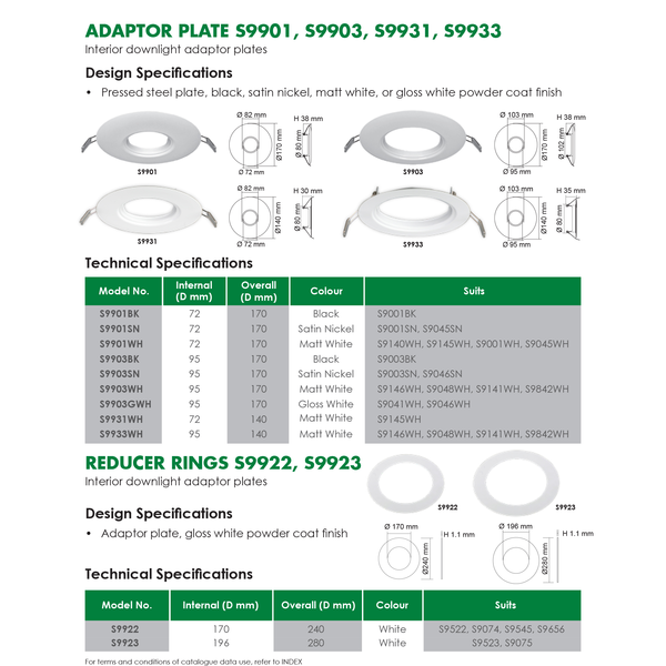 SAL Adaptor Plate S9933 Interior Downlight Adaptor — Best Buy Lighting