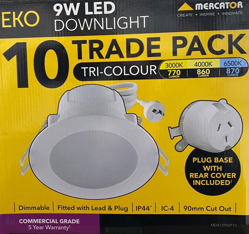 Mercator EKO-2 10 Pack Tri-colour 9W LED Downlight — Best Buy Lighting